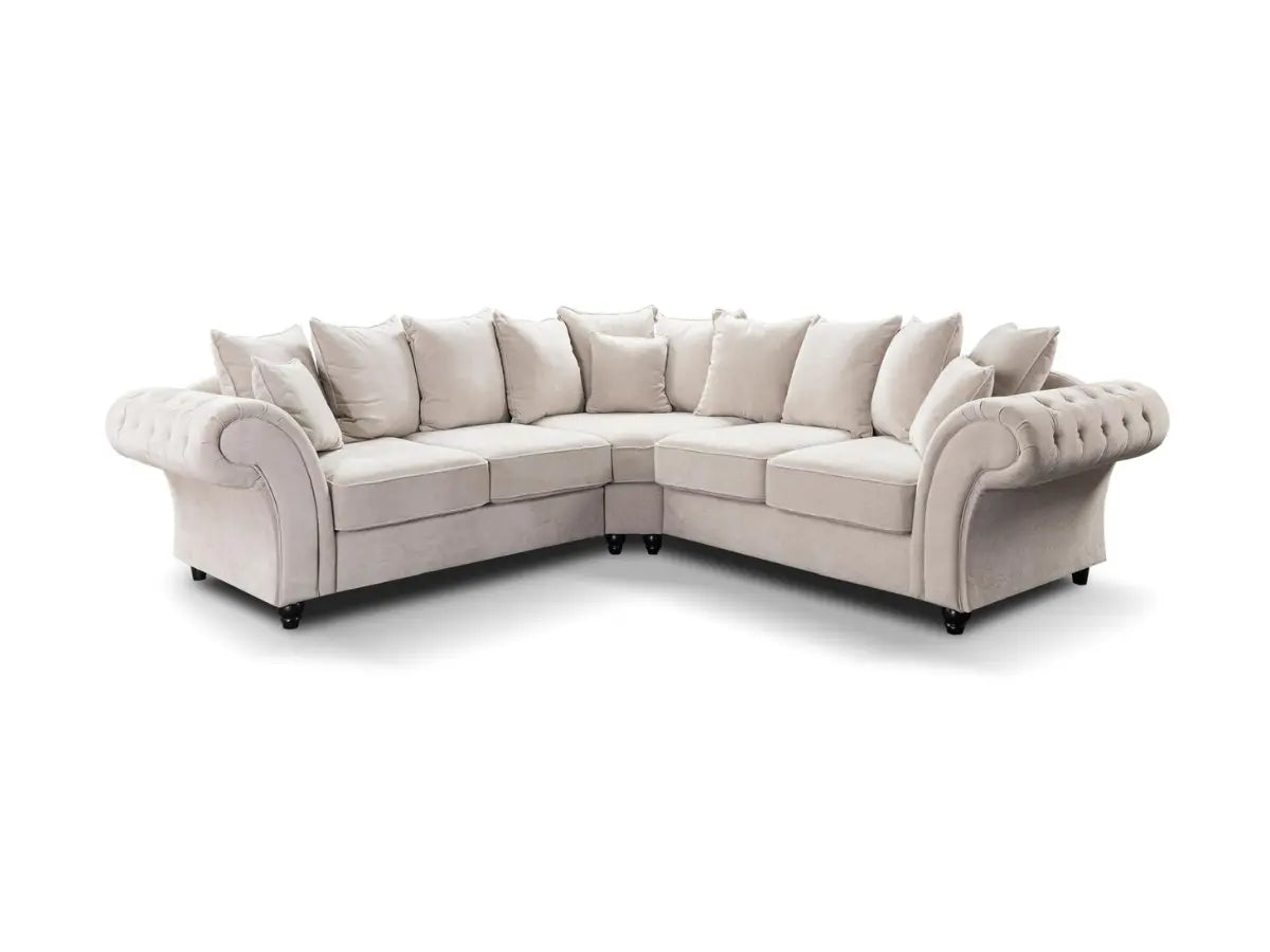 Windsor Large Cream Corner Sofa – L-Shaped Tufted Sofa - Oak Sofa Land